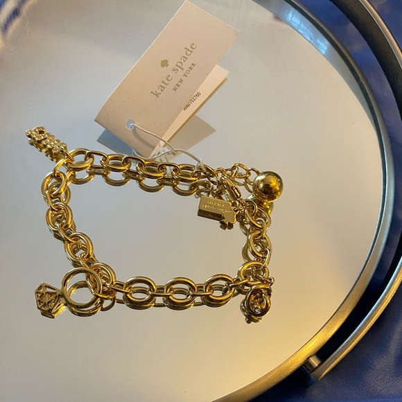 kate spade | Jewelry | Kate Spade How Charming Gold Tone Link Charm ...